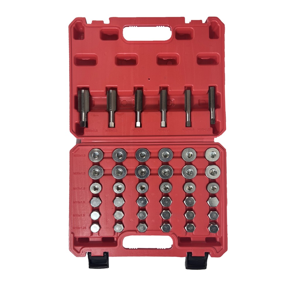 US 114Pcs Oil Pan Thread Repair Kit Sump Gearbox Drain Plug Tool Set ...