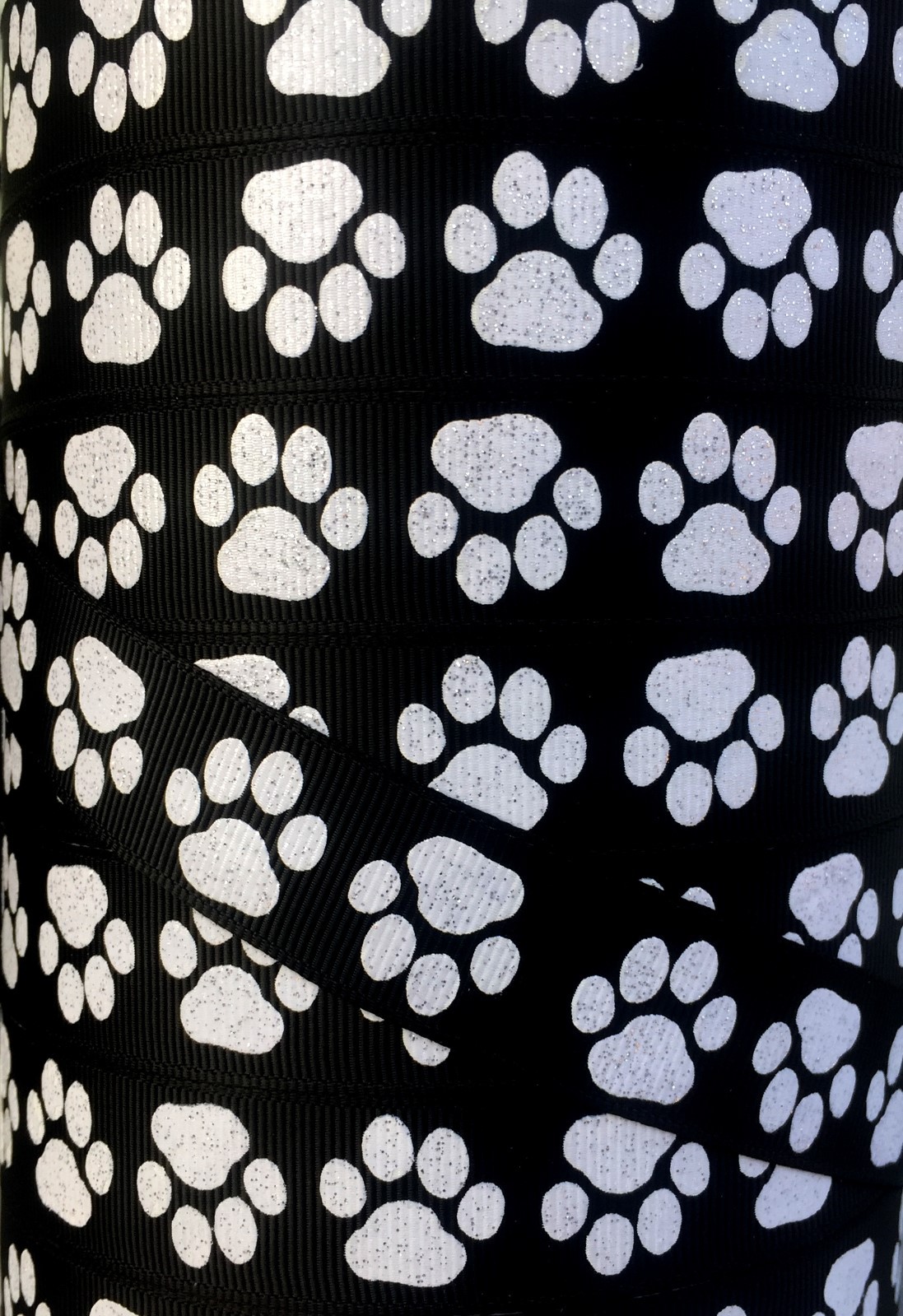 5 YDS 7/8" GLITTER TIGER PAW PRINT CHEER GROSGRAIN RIBBON 5 COLORS U ...