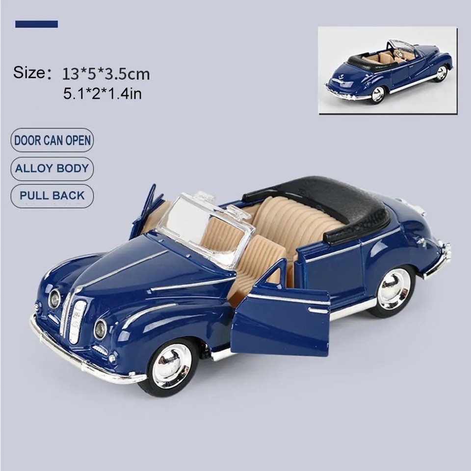 1:32 Alloy Diecast Vintage Cabriolet Pull Back Car Model Mini ...