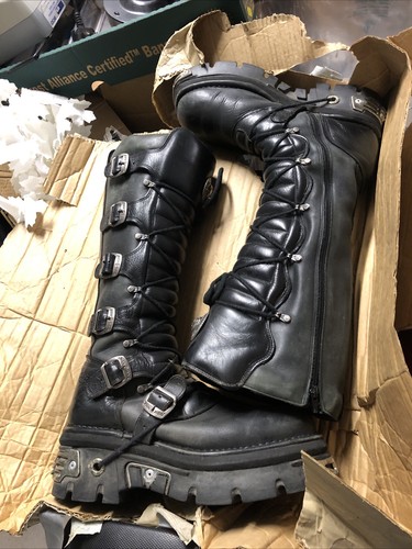 New Rock Leather Spike Gothic Boots Size 46 UK11 Knee High Great ...