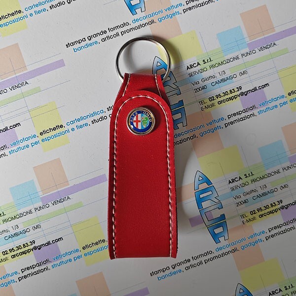 Portachiavi in simil pelle marchio Alfa Romeo vintage resinato con ...