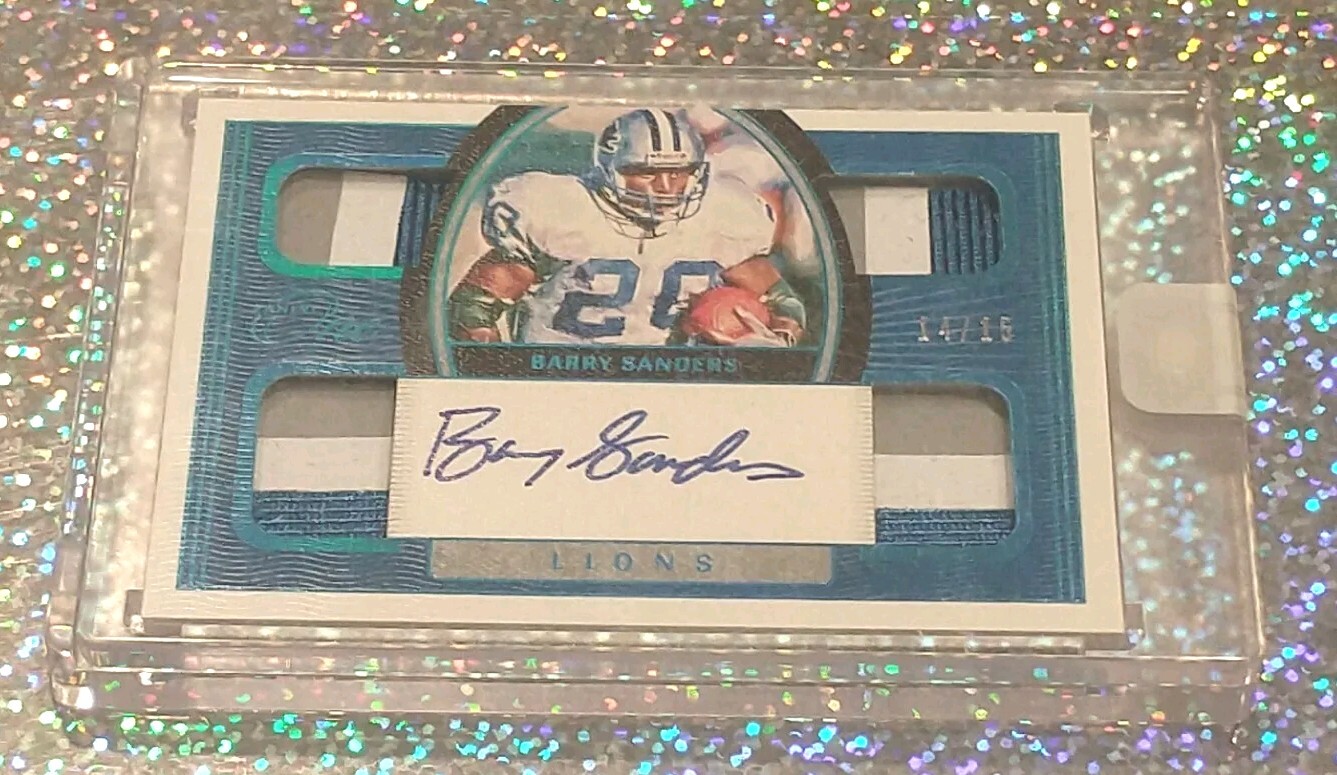 Barry Sanders 2021 Panini One - Quad Patch Auto /15 SSP SP 3 color ...