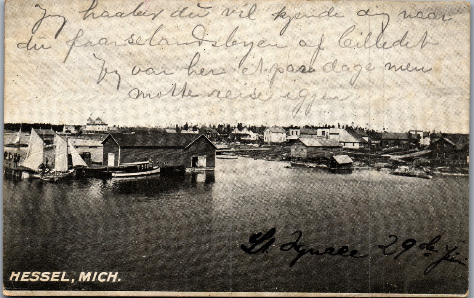 Hessel, Michigan Postcard Harbor Marina | eBay