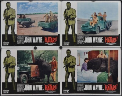 Hatari R1967 ORIGINAL 11X14 NEAR-MINT LOBBY CARD SET JOHN WAYNE ELSA ...