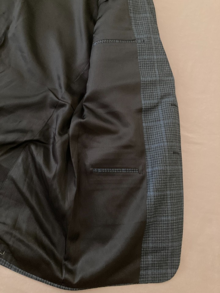 Men's HICKEY FREEMAN Blue + Plaid Silk Wool Jacket Blazer 41 L 41L NWT ...