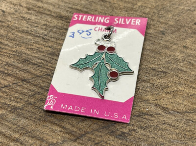 Vintage Nos Enameled mistletoe Sterling Silver Signed 925 Vintage ...