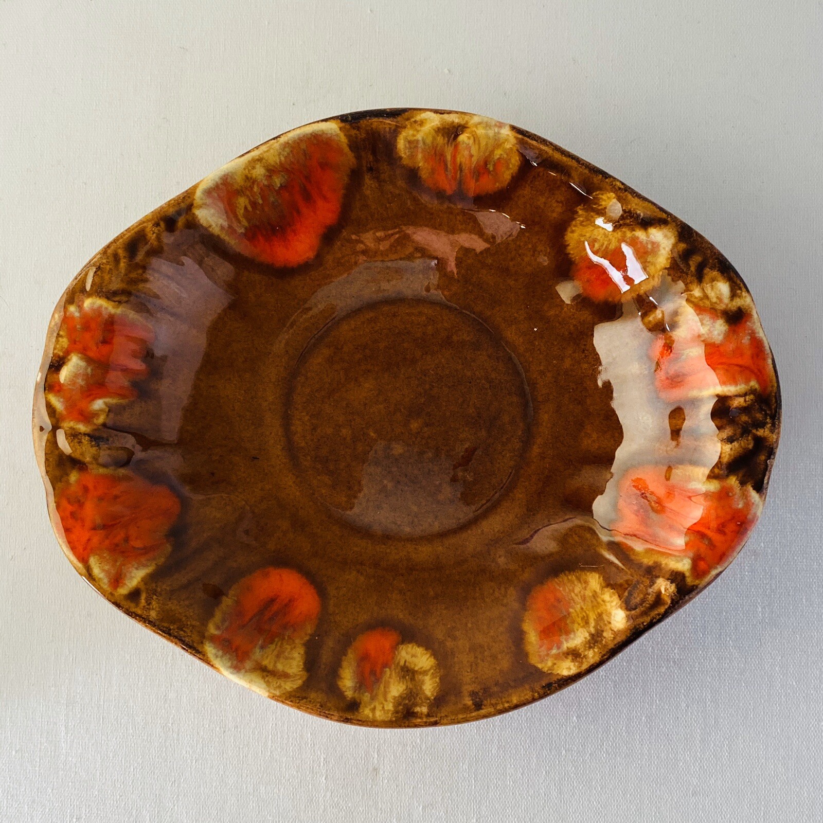 Mullins Ceramics Lava Drip Bowl Red Brown Glaze Nippa Ky Mid Century ...