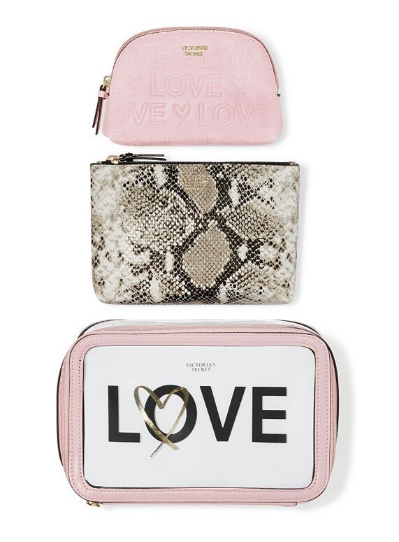 Victoria's Secret VS Love Backstage Pink Nested Trio Make Up Bag Set | eBay