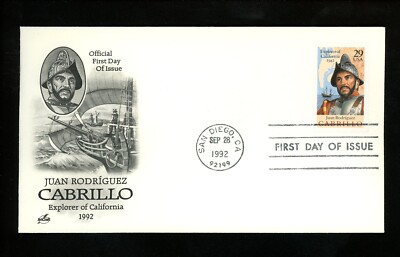 US FDC #2704 Artcraft 1992 San Diego CA Cabrillo exploration California ...