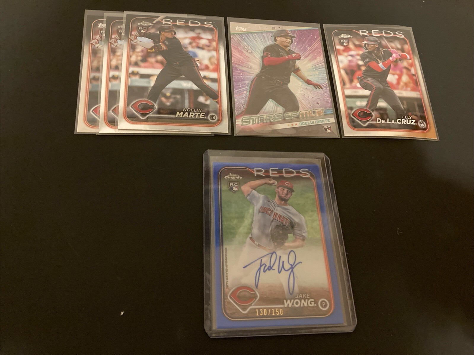 Jake Wong Topps Chrome Auto Blue Refractor /150 + (5) De La Cruz ...