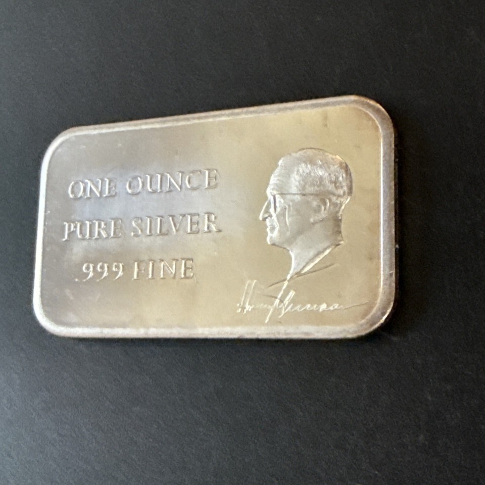Vintage 1 oz 1972 'Harry S. Truman .999 One Ounce Silver Bar by Madison ...