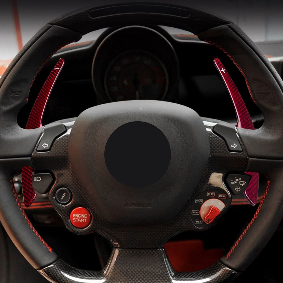 Red Interior Steering Wheel Shifter Paddle Extension Trim For Ferrari ...
