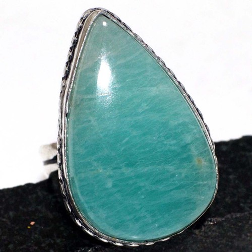 Amazonite 925 Silver Plated Gemstone Handmade Ring US 9 Handcrafted ...