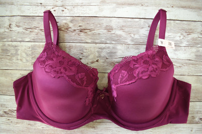 Victoria's Secret 38C *BODY BY VICTORIA* LACE TRIM LINED DEMI BRA Plum ...