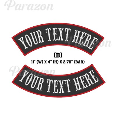 Custom Embroidered 11" Top And Bottom Rocker Vest Biker MC Club Sew on ...