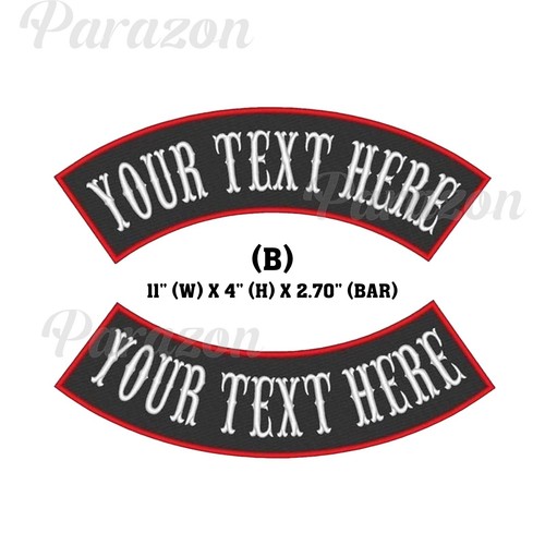 Custom Embroidered 11" Top And Bottom Rocker Vest Biker MC Club Sew on ...