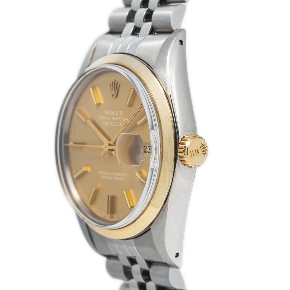 Rolex Datejust 16003 Steel Jubilee 18k Gold Bezel Tropical Dial Men's ...