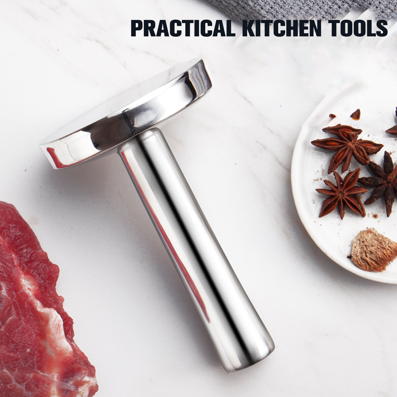 Meat Pounder Flattener Food Grade Stainless Steel Kitchen Meat Mallet ...