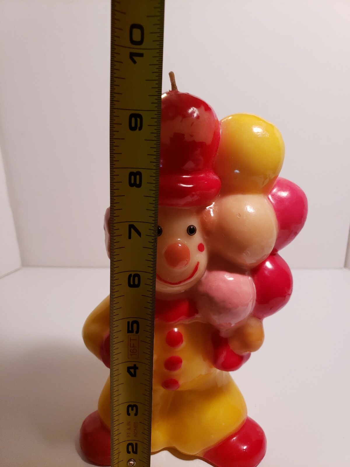 Vtg 9.5" CLOWN WAX CANDLE Unused Birthday Balloon Circus Decorative ...