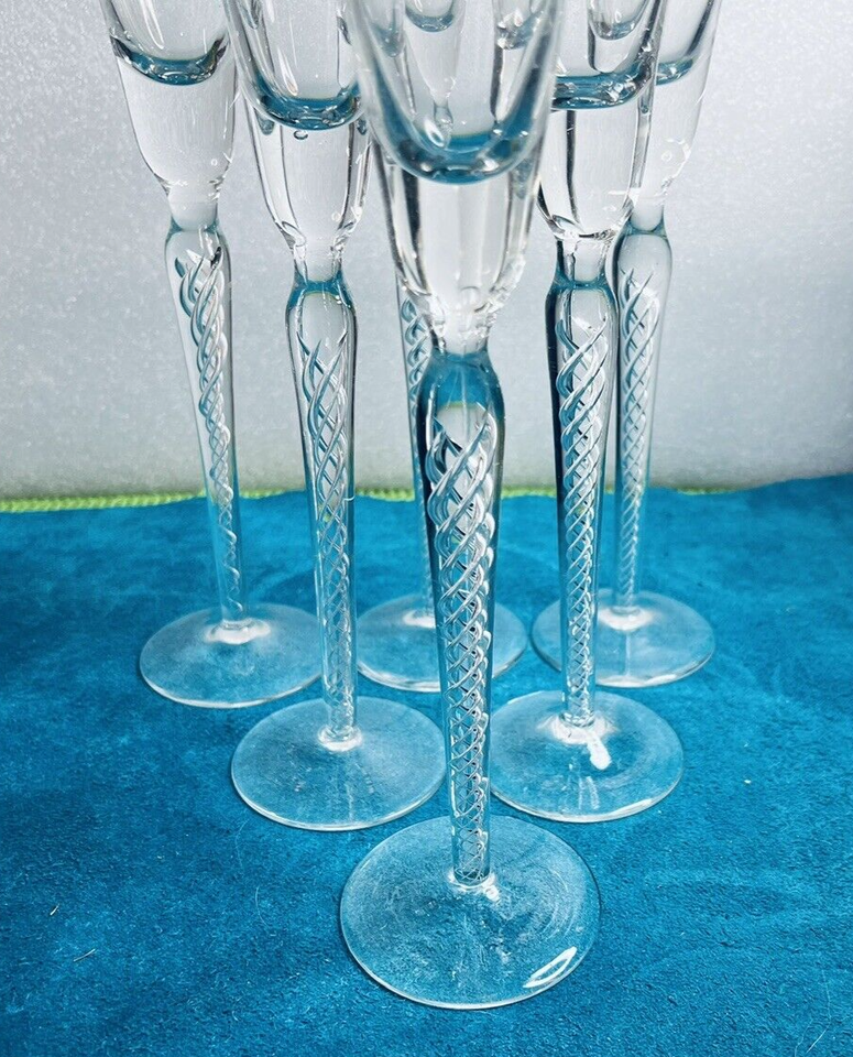 Stuart Fine Crystal Iona Air Twist Tall Stem Cordials Set 6 Stemware ...