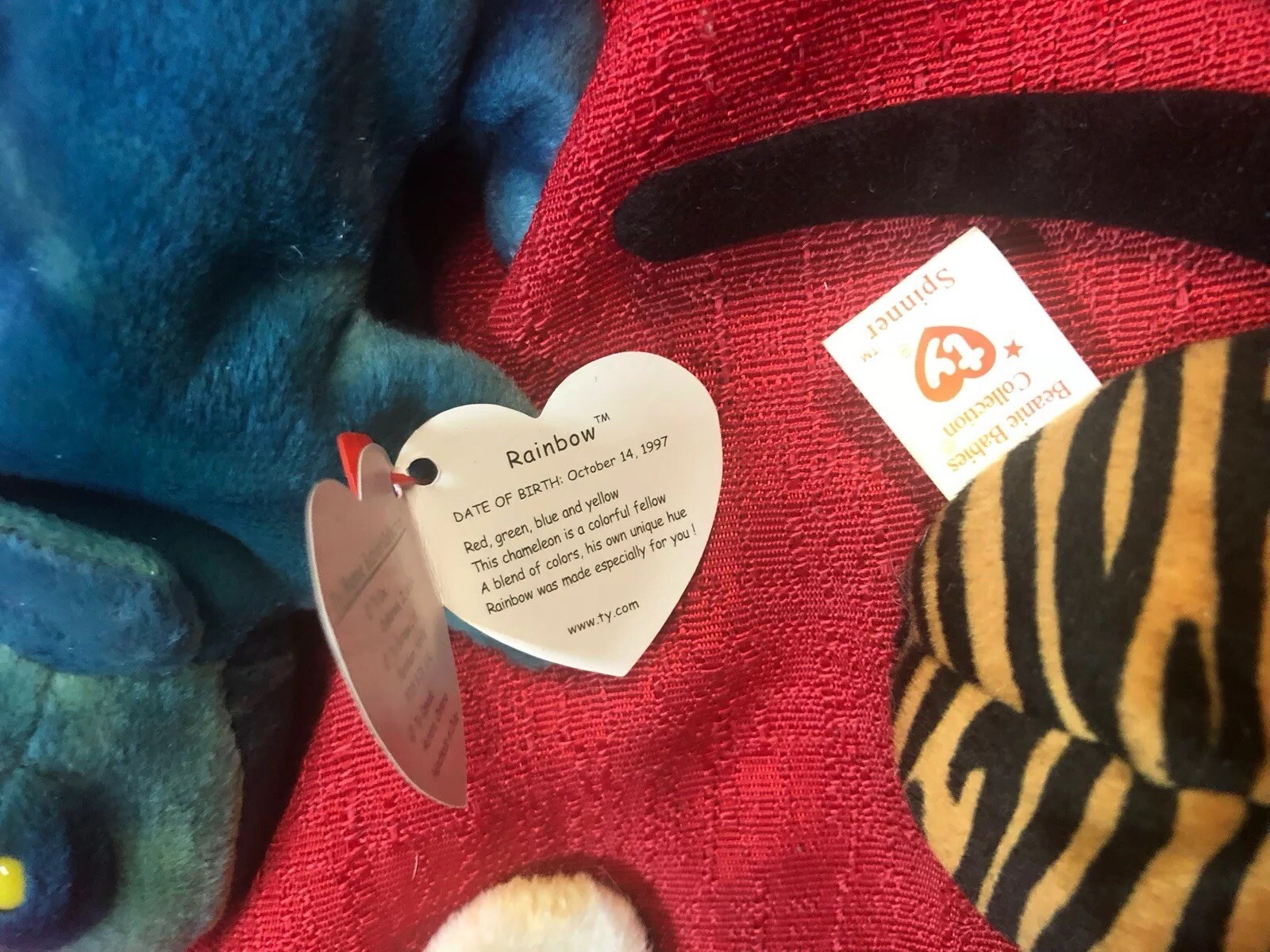 Lot Of 3 TY Beanie Babies - Rainbow , Wise, Spinner Stuffed Animals ...