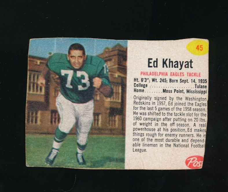1962 Post - #45 Ed Khayat (RC) for sale online | eBay
