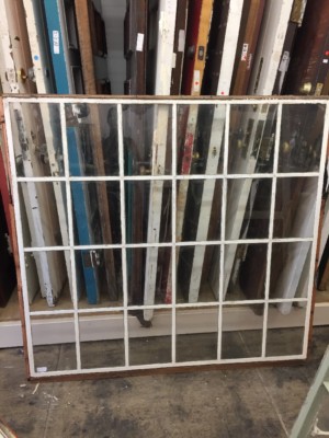Vintage Fixed Metal Case Window 24 glass light 51 1/2" X 55" steel sash ...