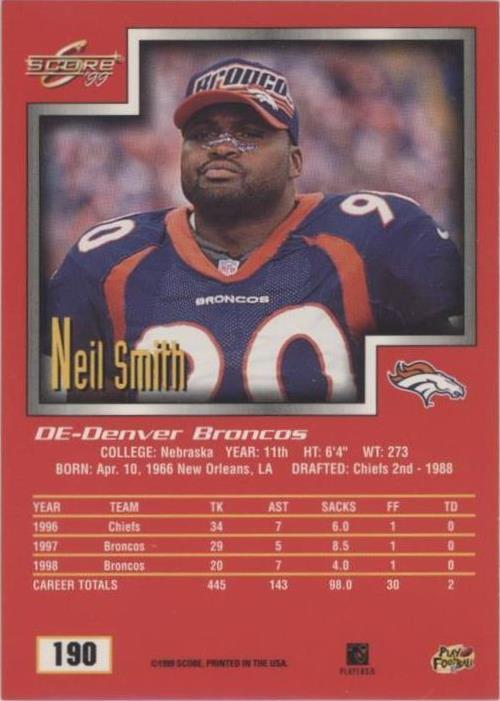 1999 Score Neil Smith #190 for sale | eBay