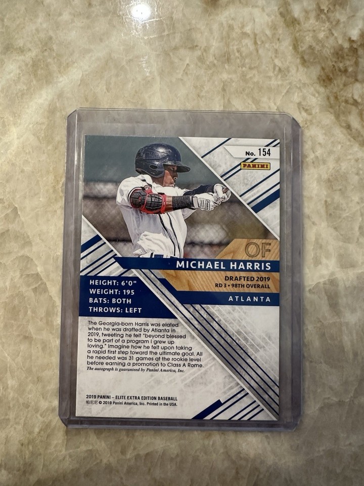 2019 Elite Extra Edition Michael Harris Auto #154 Atlanta Braves MLB ...