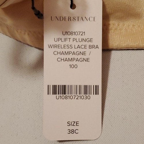 has tags 38C bra Understance uplift blunge wireless lace champagne ...