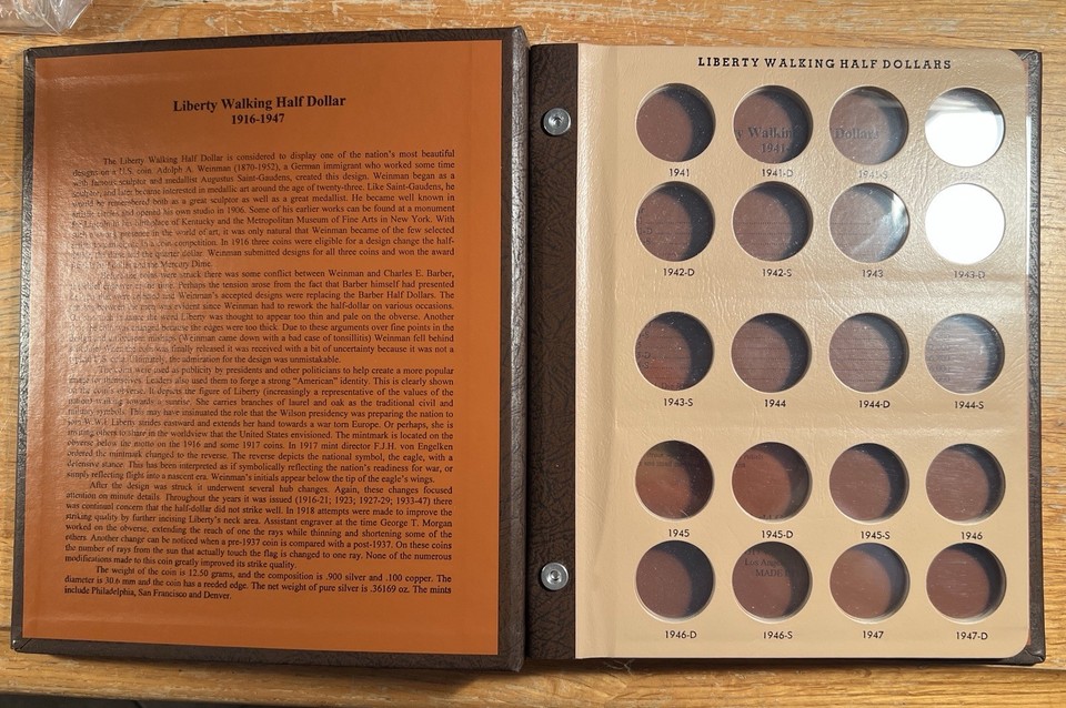 Dansco Coin Album For US Liberty Walking Half Dollars 1916-1947 Model ...