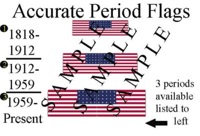 FLAGS 1912-1959 Period accurate HO scale flags, 3 sizes 6 total flags ...