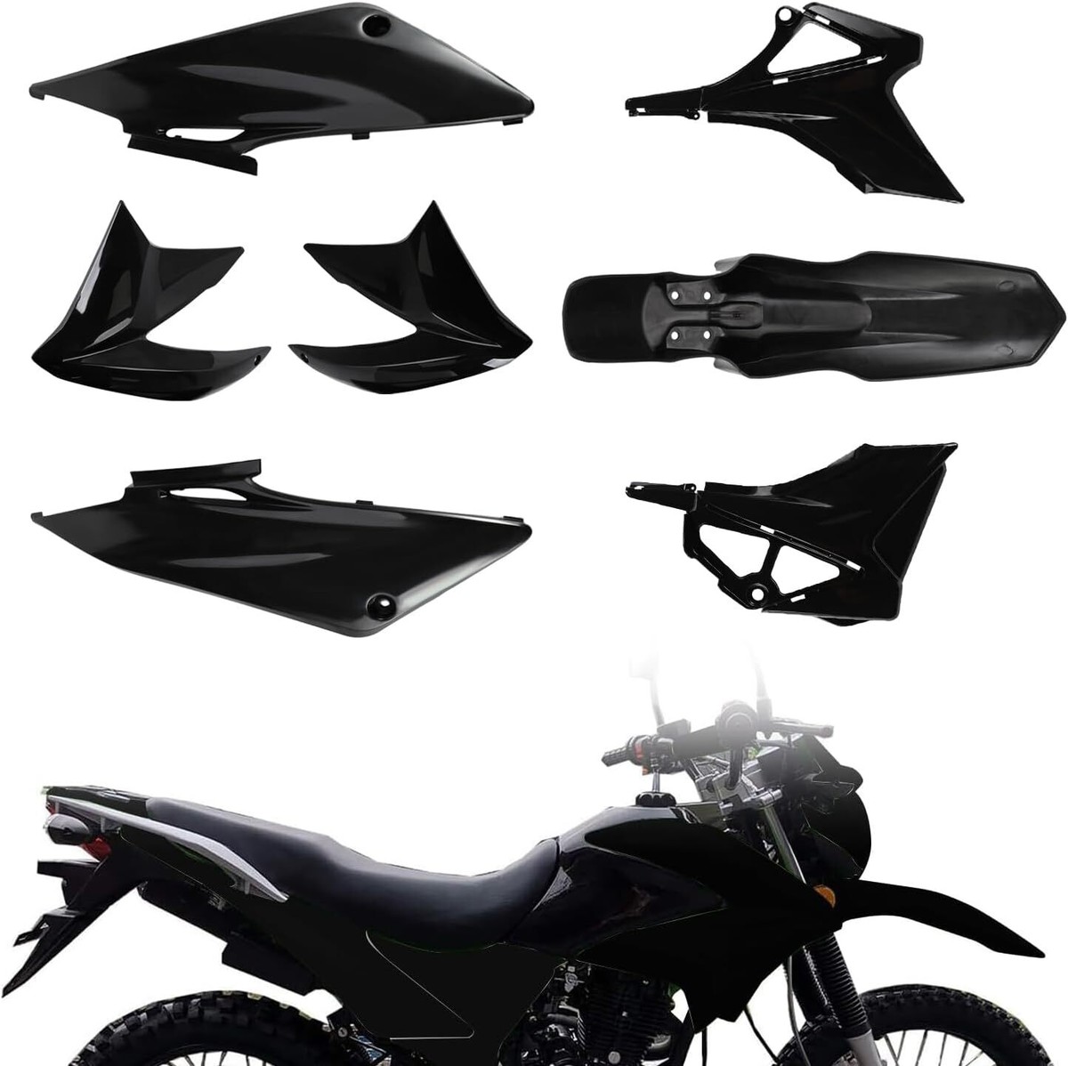 Side Panel Covers Side Fender Plastics For Hawk 250 Motorcycle - Black ...