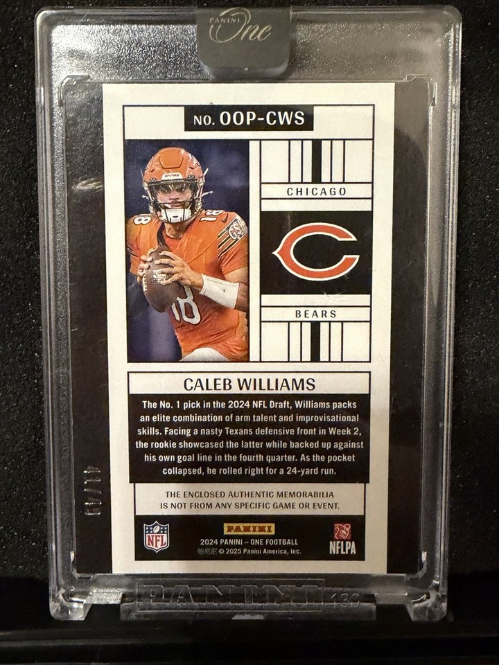 CALEB WILLIAMS 2024 Panini One Rookie RC True Patch (3-Color) Red /49 ...
