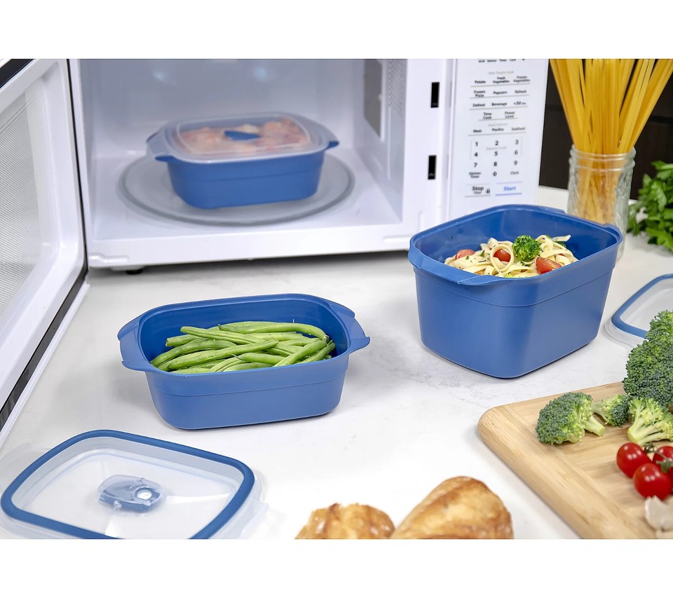NEW Decor Delish 3-Piece Oblong Microwave Cookware Set BLUE | eBay