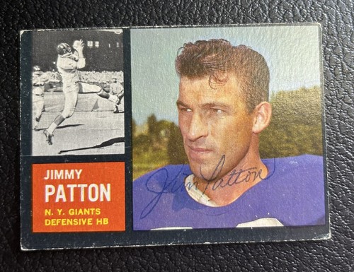 Jimmy JIM PATTON Signed Autographed 1962 Topps Card # 112 York Giants ...