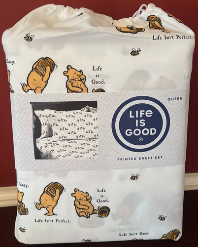 Winnie the Pooh / Life Is Good Queen Size Sheet Set (life isn't perfect ...