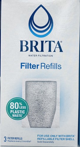 BRITA Refillable Water Filtration System Filter Refills 3 Count - NEW ...
