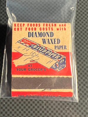 VINTAGE MATCHBOOK - DIAMOND WAXED PAPER - THE DIAMOND CO - NYC ...