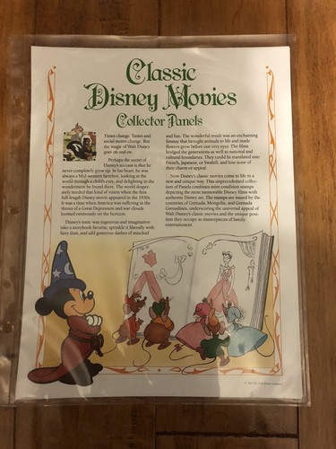 1990 Classic Disney Movies Collector Panels Introduction Page ...
