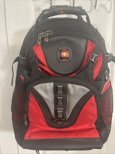 Wenger Swiss+Gear Maxxum Backpack Black+Red Padded Back Shock Absorbing ...