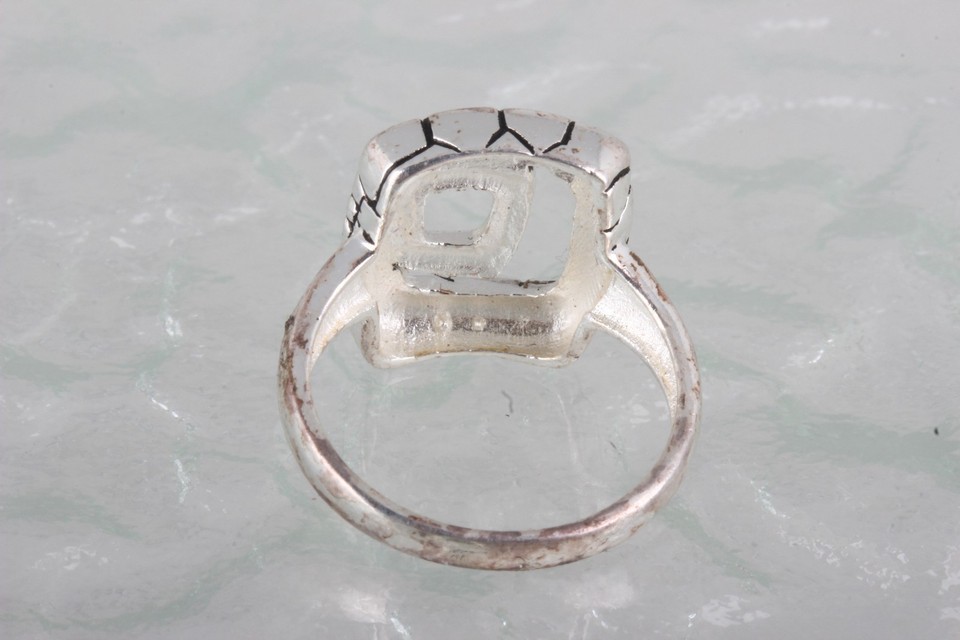 CW STERLING SILVER SQUARE BRICK DESIGN RING SIZE 6 925 FINE 6875B | eBay