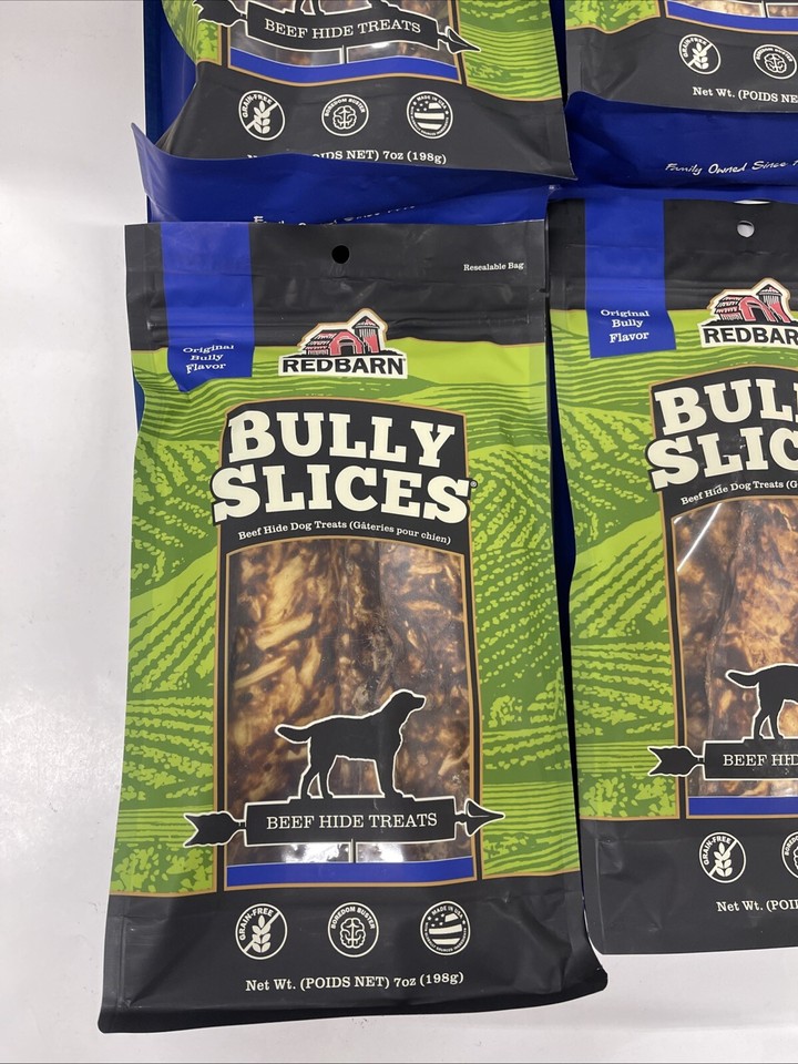 4 Bags (7 oz each) RedBarn Bully Slices Beef Hide/Liver/Pizzle Dog ...