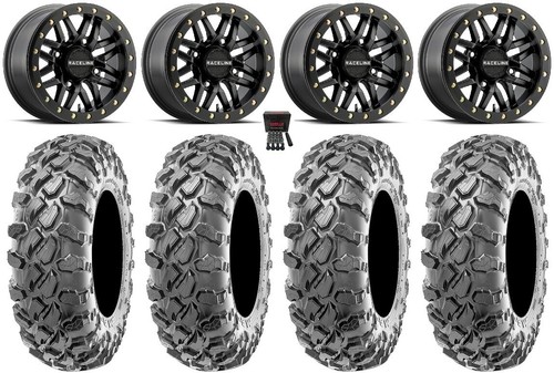 Raceline Ryno Bdlk 14" Wheels Bk 29" Carnage Tires Polaris RZR Turbo S ...
