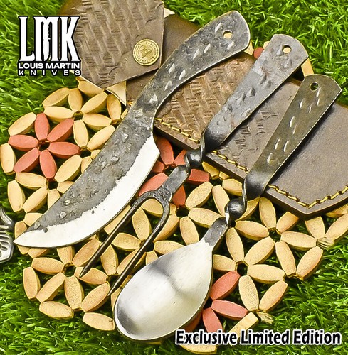 LMK Antique Table Set AUS-10 Steel Hammered Pattern Lot of 3 | eBay