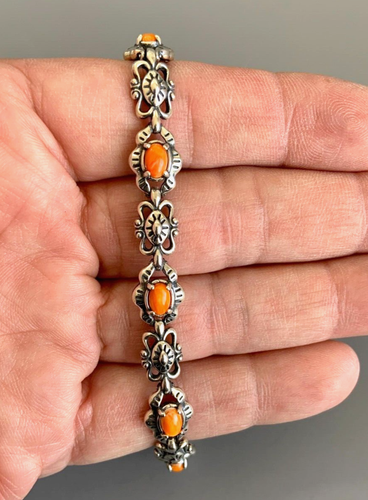 CAROLYN POLLACK Amer West Sterling Orange Spiny Oyster Concha Tennis ...