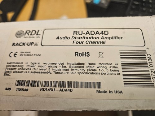 RDL RU-ADA4D Audio Sound Distribution Amplifier w/ AC Adapter - FREE ...