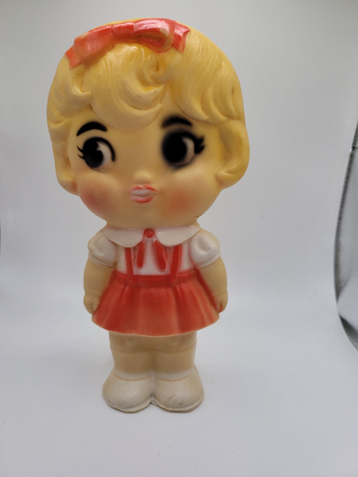 Vintage Rubber Squeak Girl 8" Doll Red Dress 1950s | eBay
