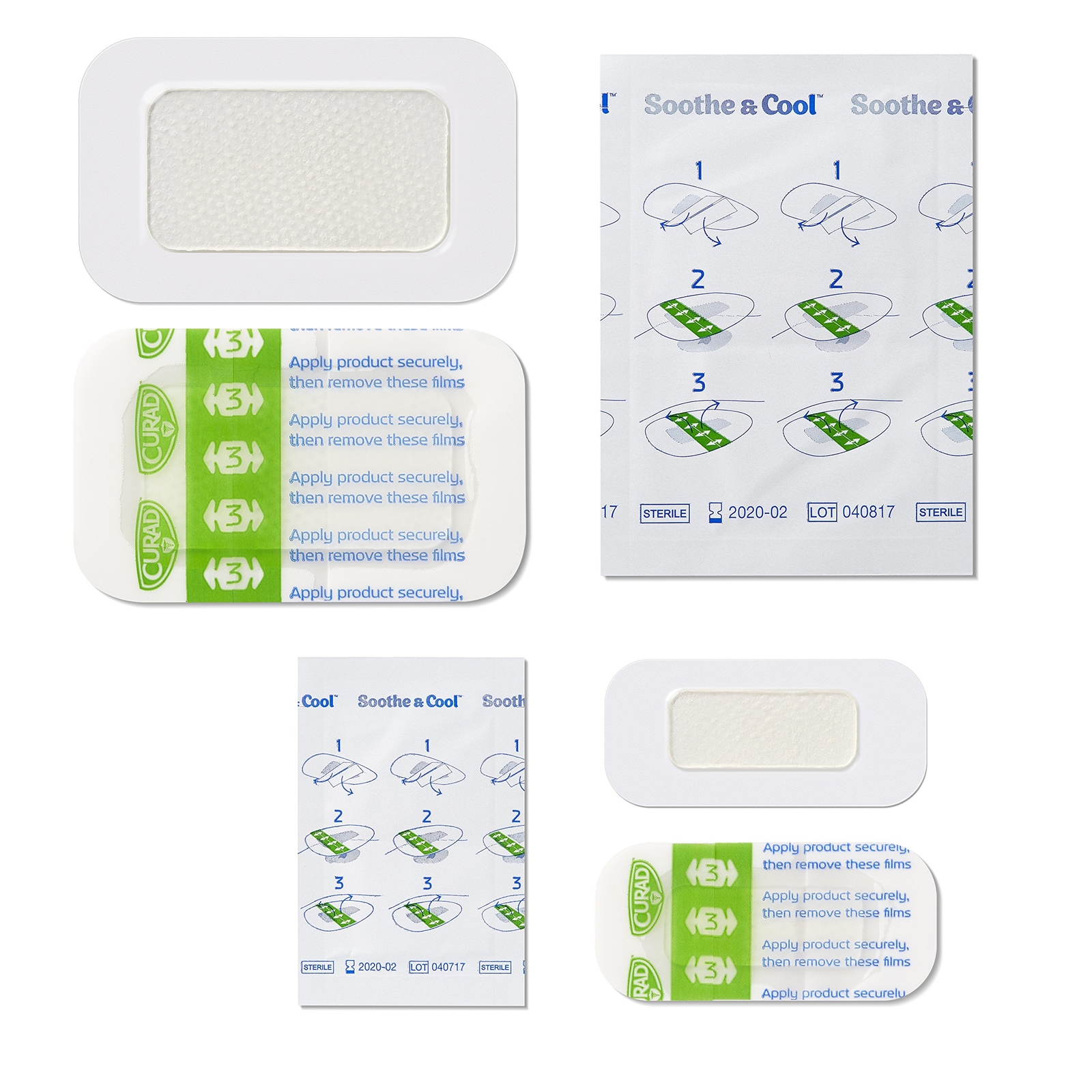 CURAD Soothe & Cool Burn Bandages, Instant Cooling, Assorted Sizes, 8 ...
