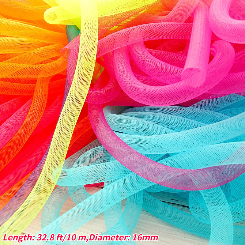 10M/Lot Mesh Tube 16mm Colorful Ribbon Crafts for Headdress Wreath ...